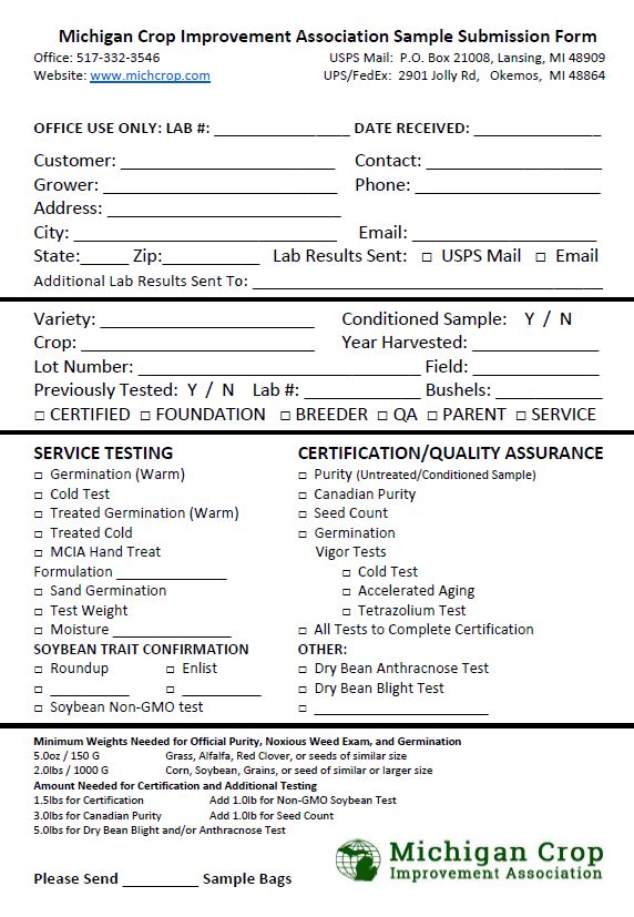 Forms - Michigan Crop Improvement Association