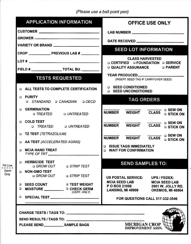Forms - Michigan Crop Improvement Association
